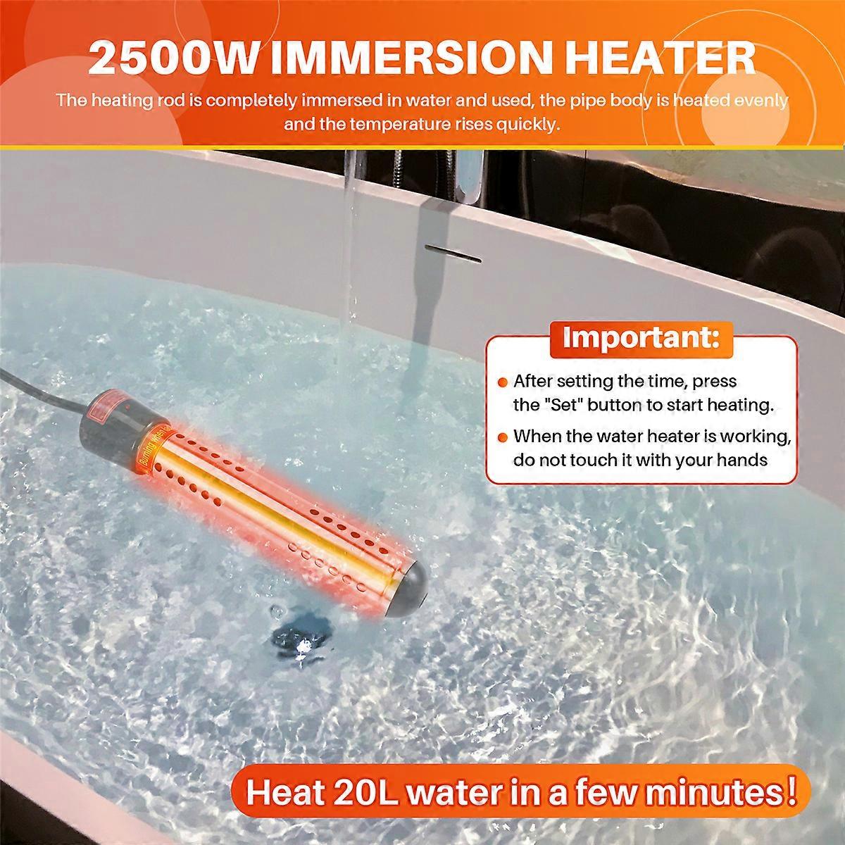 2500W Immersion Heater, Pool Heater Automatic Timer, Safe Pool Heating ...