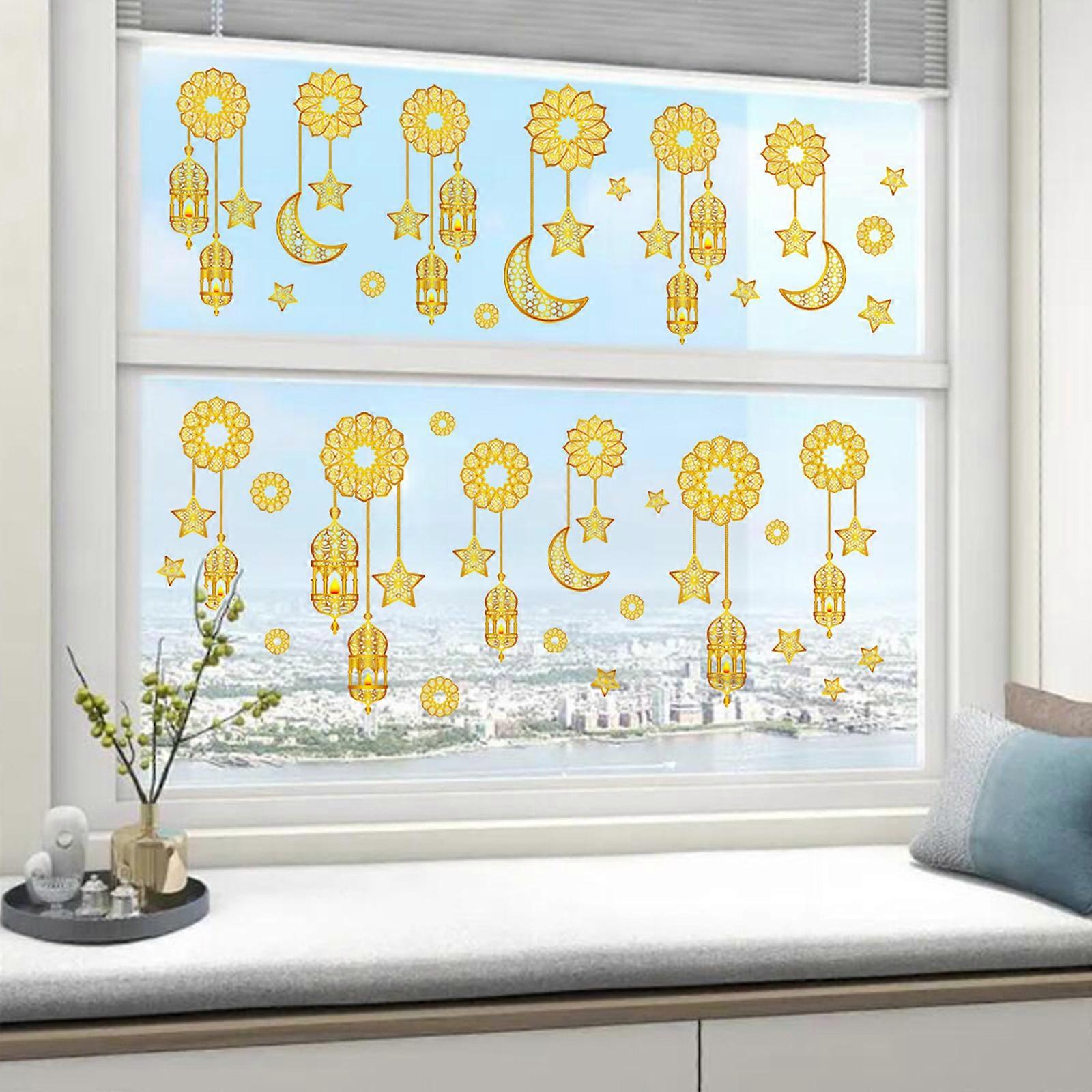 Eid Wall Stickers 2pc/set Double Side Static Electricity Moon Star ...