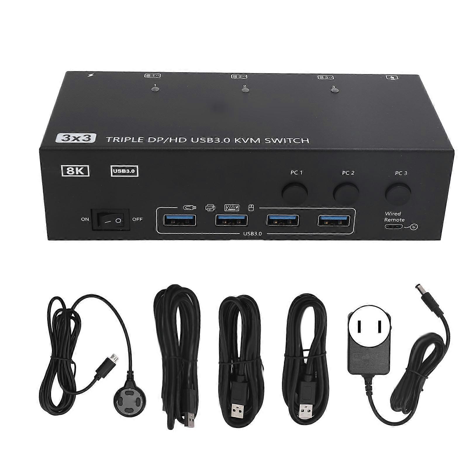 DisplayPort HD USB3.0 KVM Switch 8K At 60Hz 4K At 144Hz KVM Switcher ...