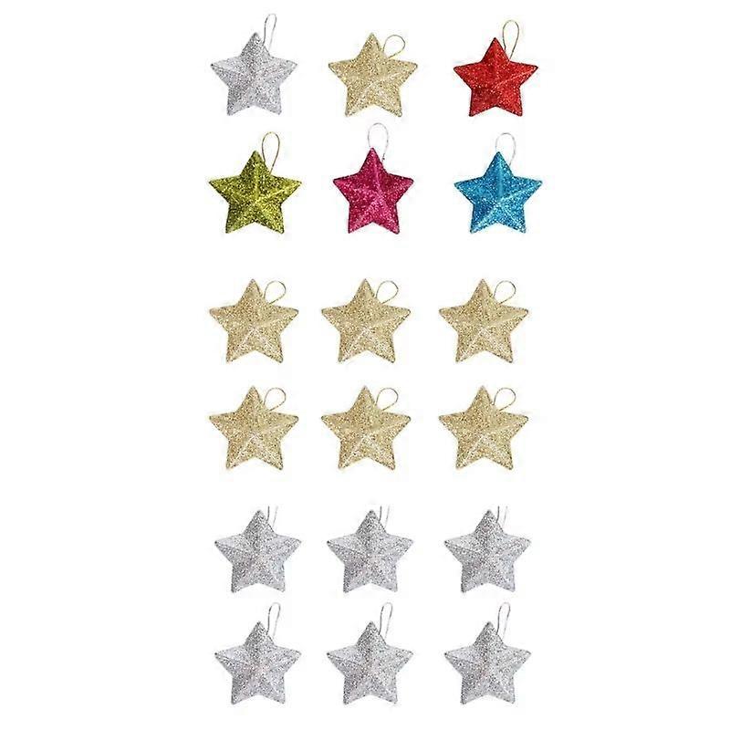 60pcs Christmas Tree Glitter Star: Glitter Five-Pointed Star Hanging ...