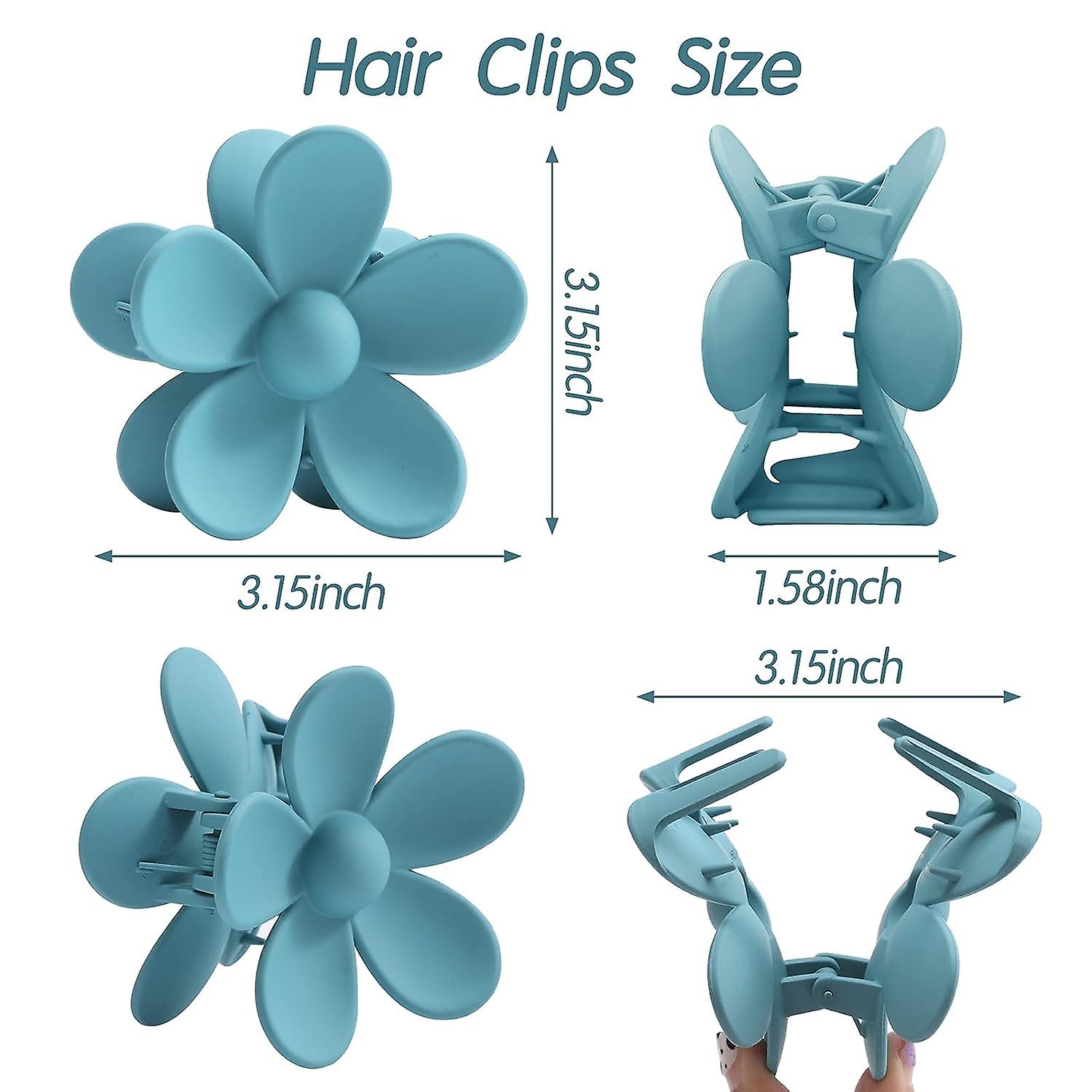 6 Packs Matte Flower Hair Clips, Large Claw Clips For Thick Hair, Cute ...