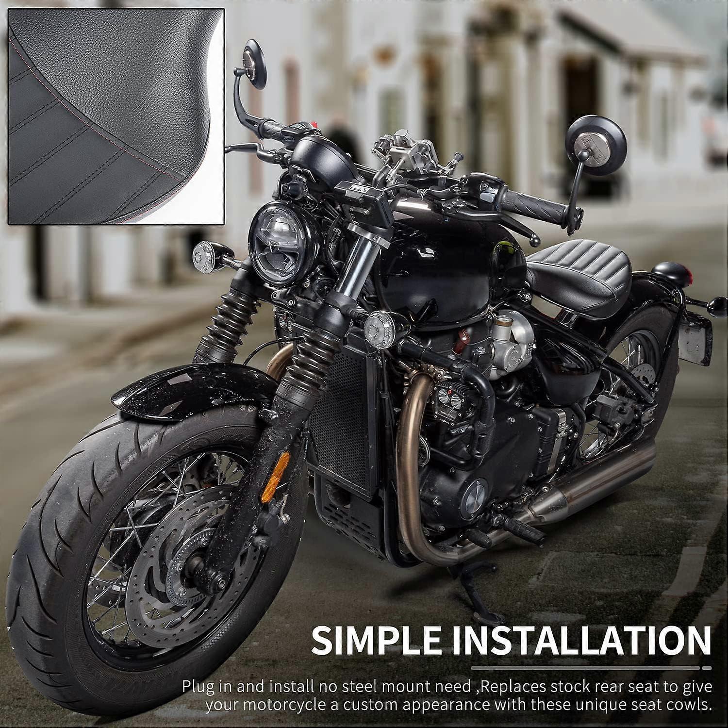 Motorcycle Vintage Front Driver Cushion Solo Seat Pad Cover Compatible ...