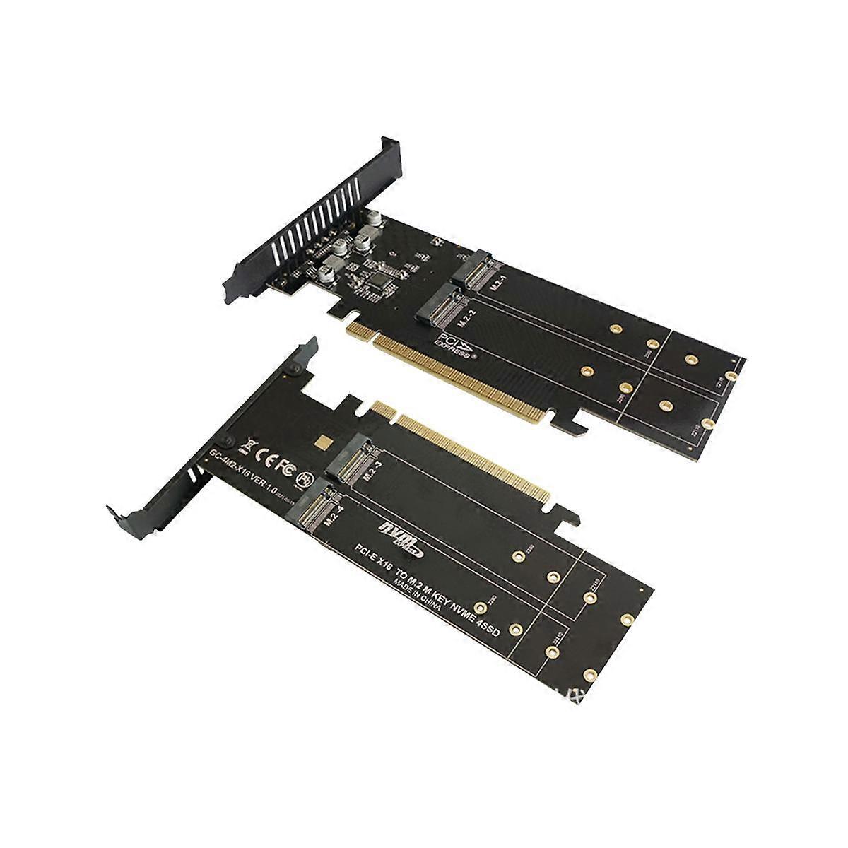 PCIe til M2 adapterkort, PCIE X16 4 porte M2 NVME M-nøgle SSD-kort PCI ...