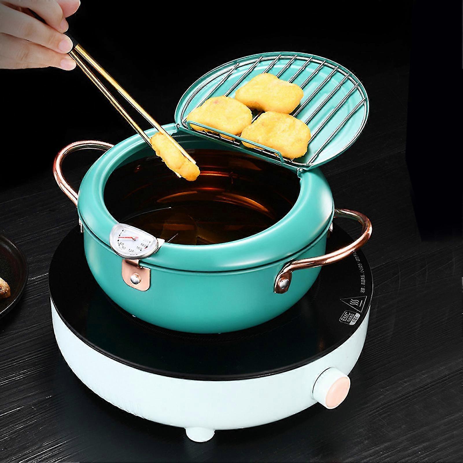 Dark Green Deep Fryer Pot Stainless Steel Japanese Style Fryer With A ...