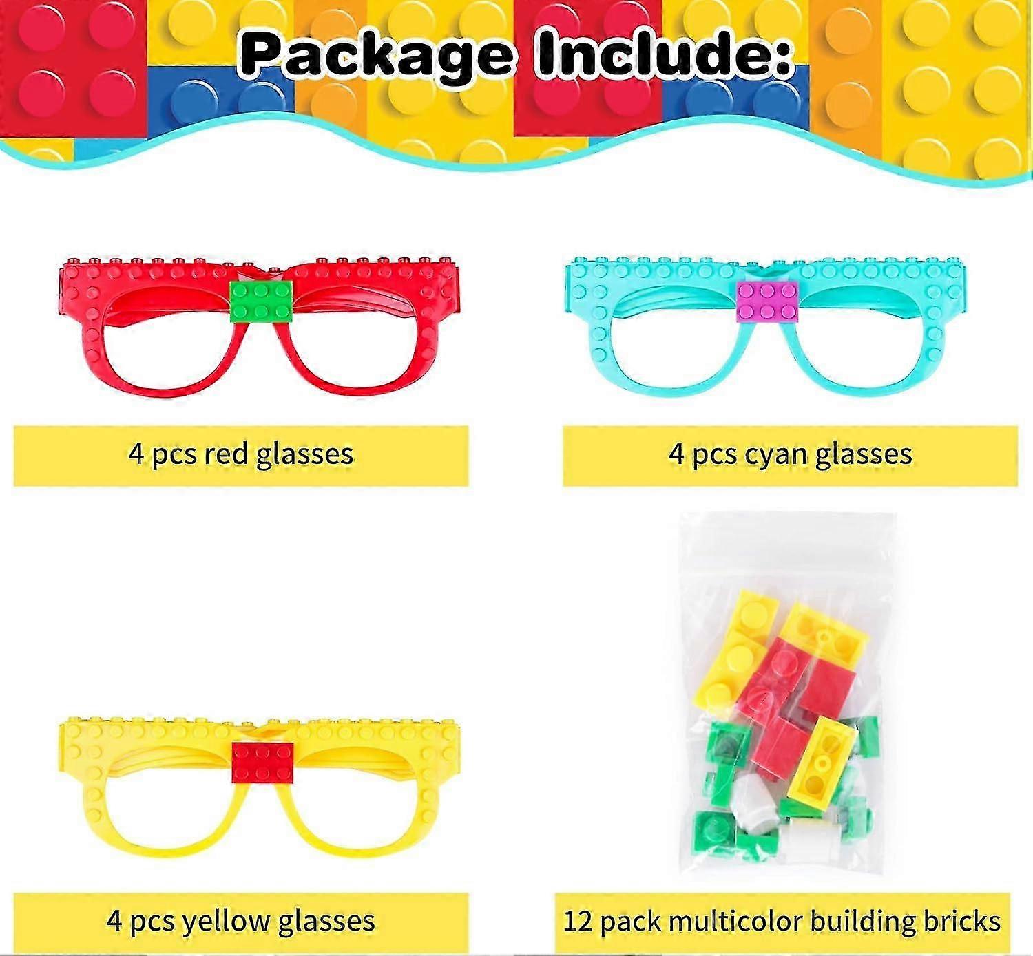 12 PCS DIY Building Blocks Glasses Building Blocks Kids Games Creative ...