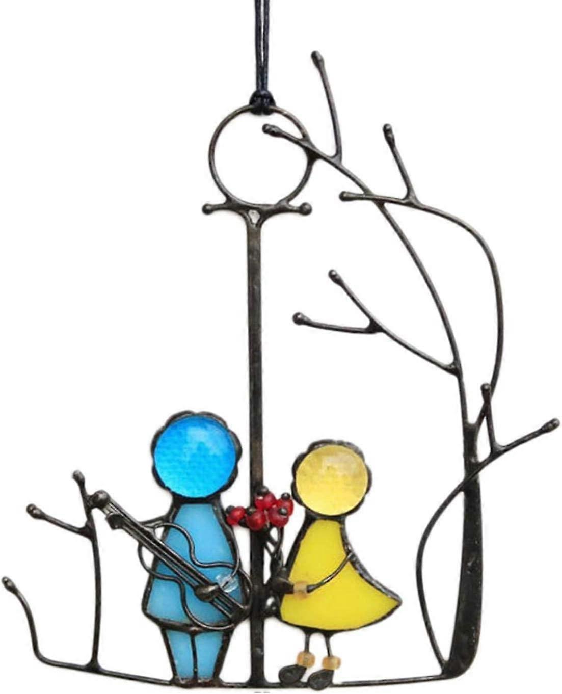 JKKJ Stained Glass Window Hangings Angel Love Couples Stained Glass ...