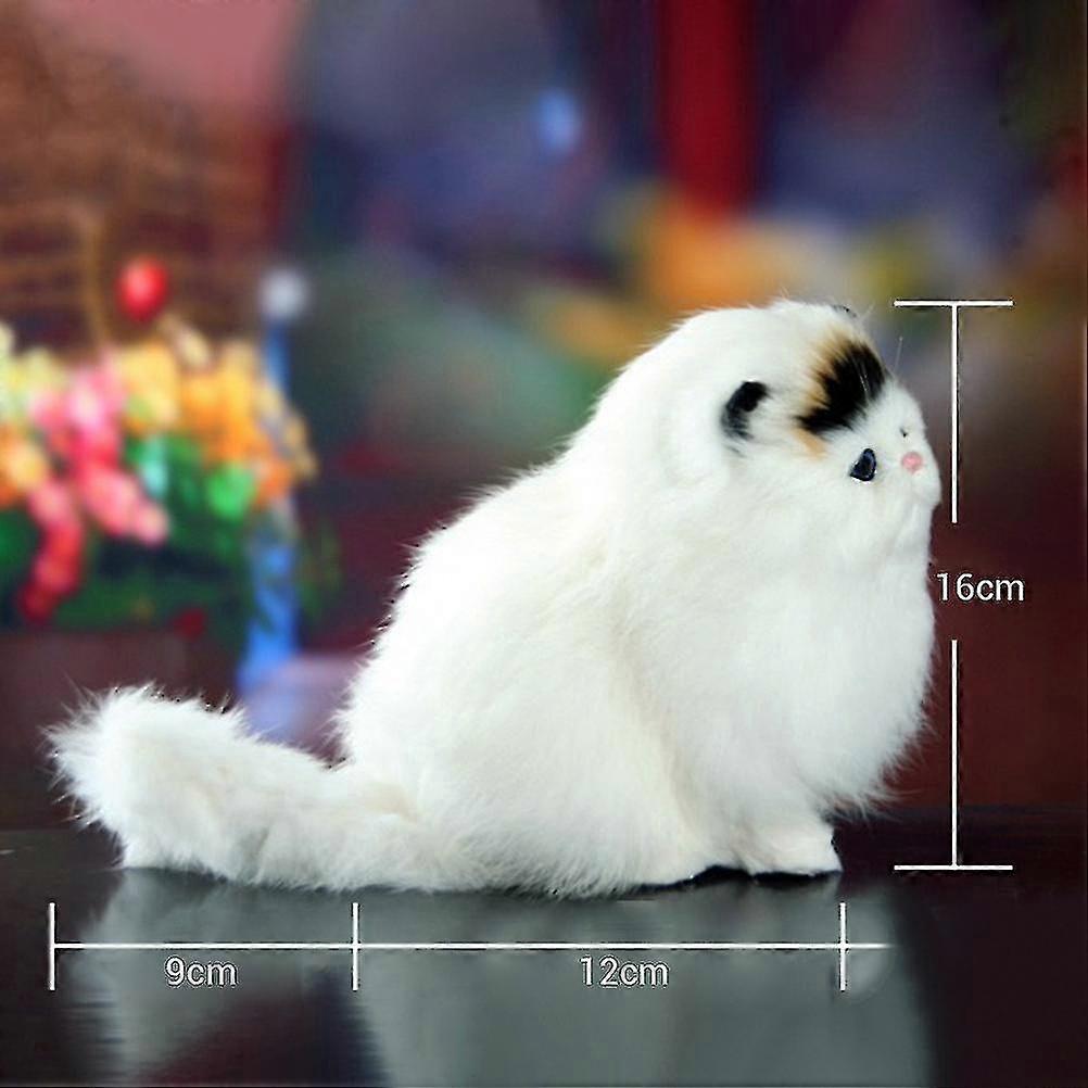 Real Sheep Hair Simulation Cat Plush Toy Electronic Pet Doll With Meow ...