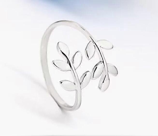 Stainless Steel Silver Rose Gold Plated Leaves Leaf Laurel Adjustable ...