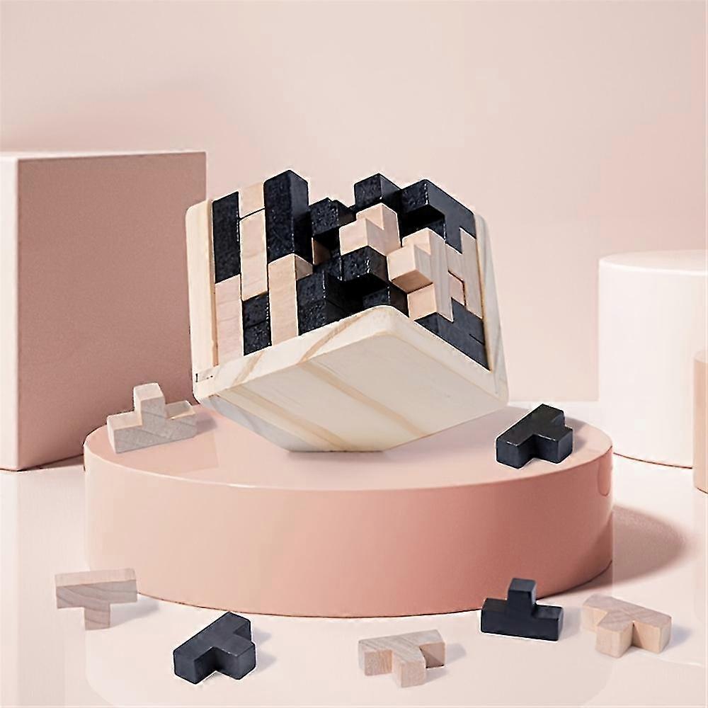 3d Wood Puzzles Iq Brain Teaser 54t Cube Wooden Interlocking Game ...
