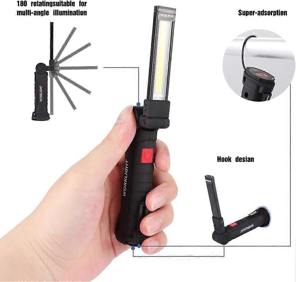 LED torch, 2 pack of rechargeable work lights, work light with magnetic ...