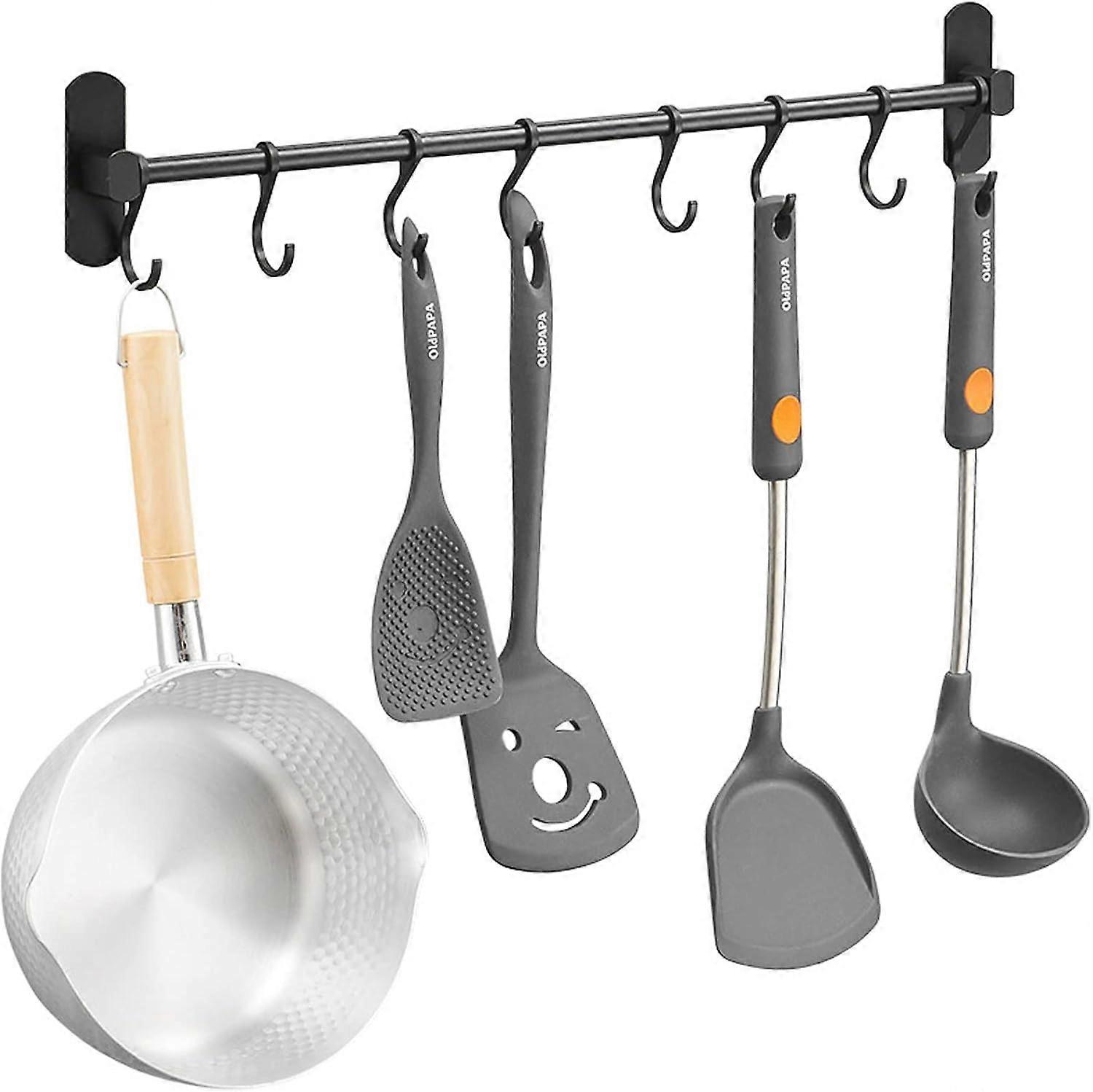 Stainless Steel Pot Rack with 6 Hooks, Wall Mounted Hanging Utensil ...