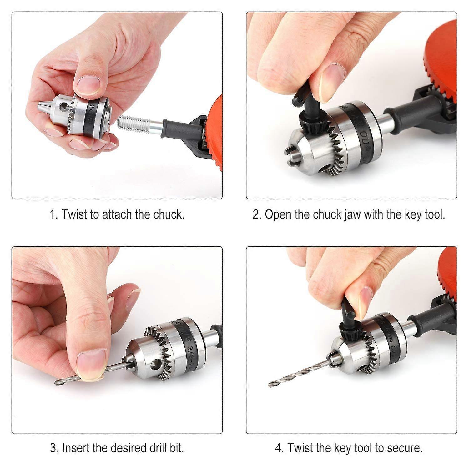 Hand drill, 3/8 inch (1.5-10 mm) chuck cast steel double pinion hand ...