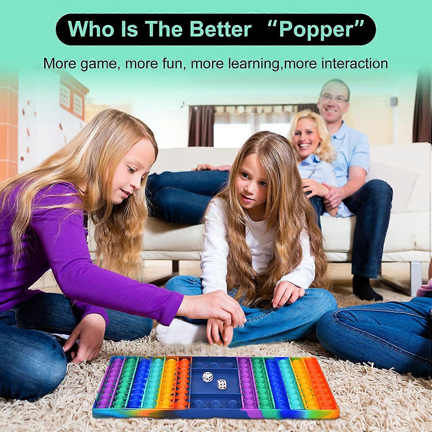 Big Pop Game Fidget Toys, Jumbo Rainbow Chess Board Push Bubble Popper ...