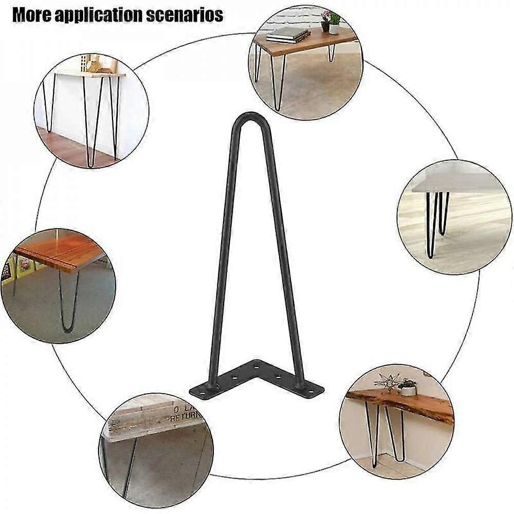 Set of 4 Pcs Hairpin Coffee Table Legs 2 Rods Black Metal Furniture ...