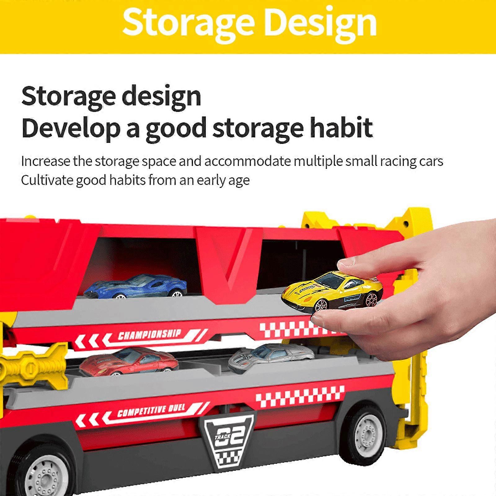 Mega Hauler Truck Ejection Race Track 6 Cars Deform Catapult Shoot Fold ...