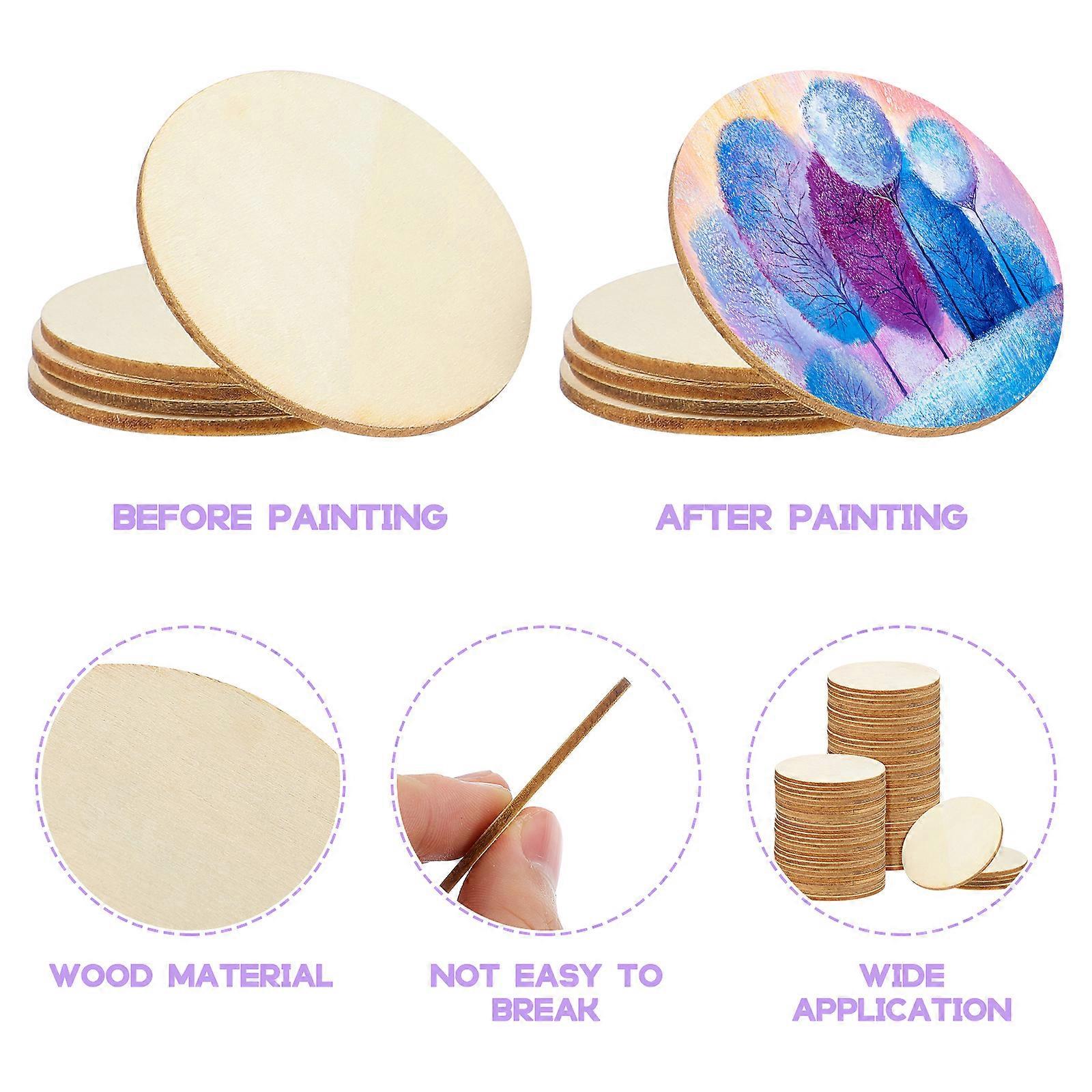 100 Pcs Rustic Decor Wood Circles Crafts Wood Round Crafts Round Wood ...