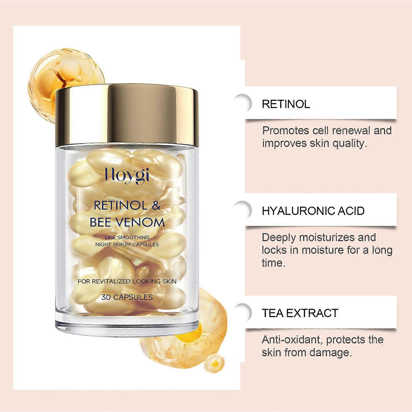 Retinol & Bee Venom Capsules Cream Fine Line Smoothing Night Serum ...