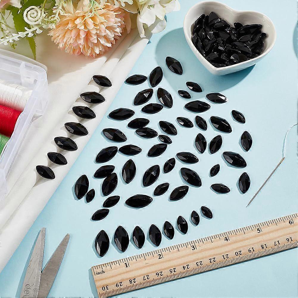 120 Pcs Flat Backed Sew on Beads 12/15/18/21mm Black Sew on Mirror ...