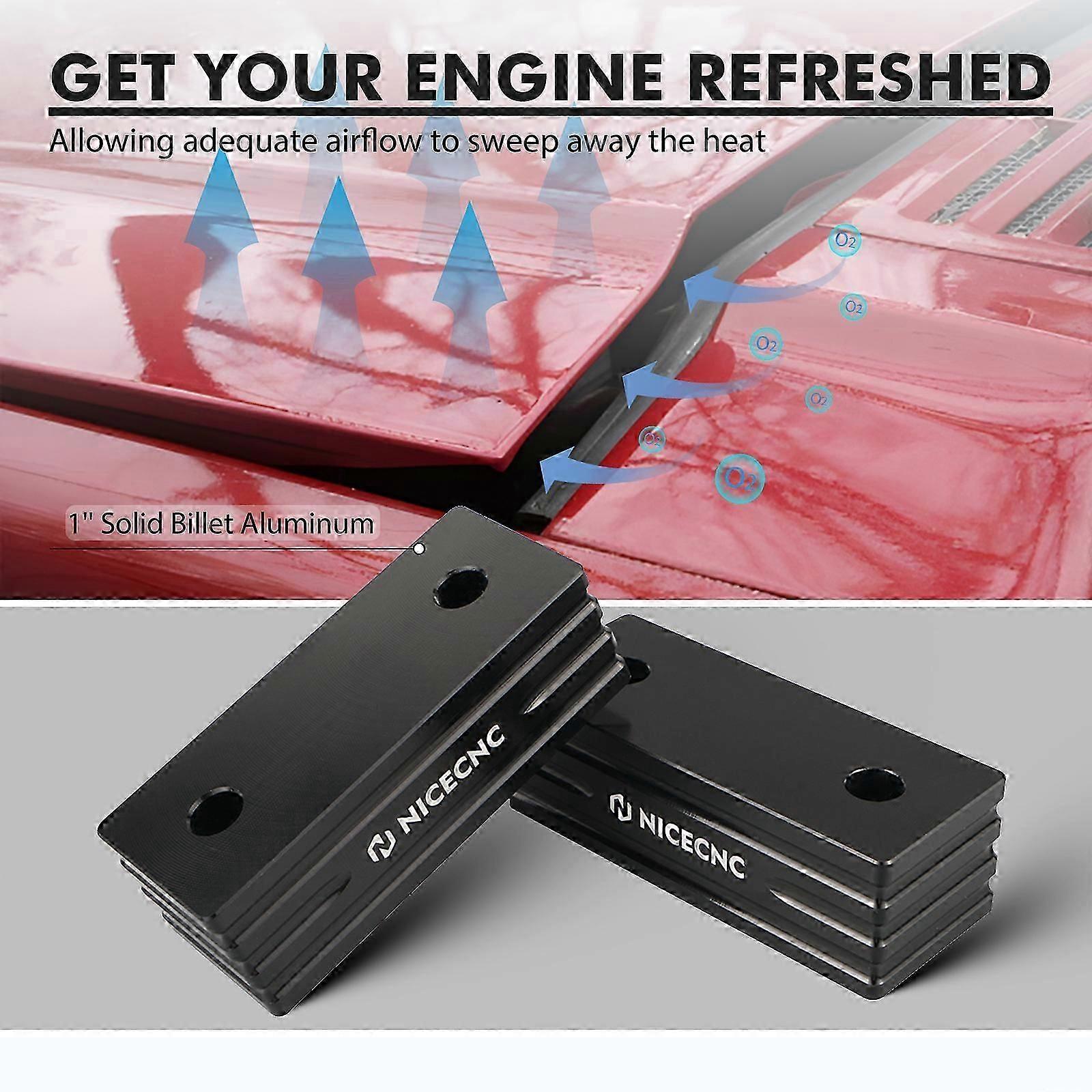 Nicecnc Hood Lift Kit Aluminum Hood Vent Space Riser Spacer For Jeep ...