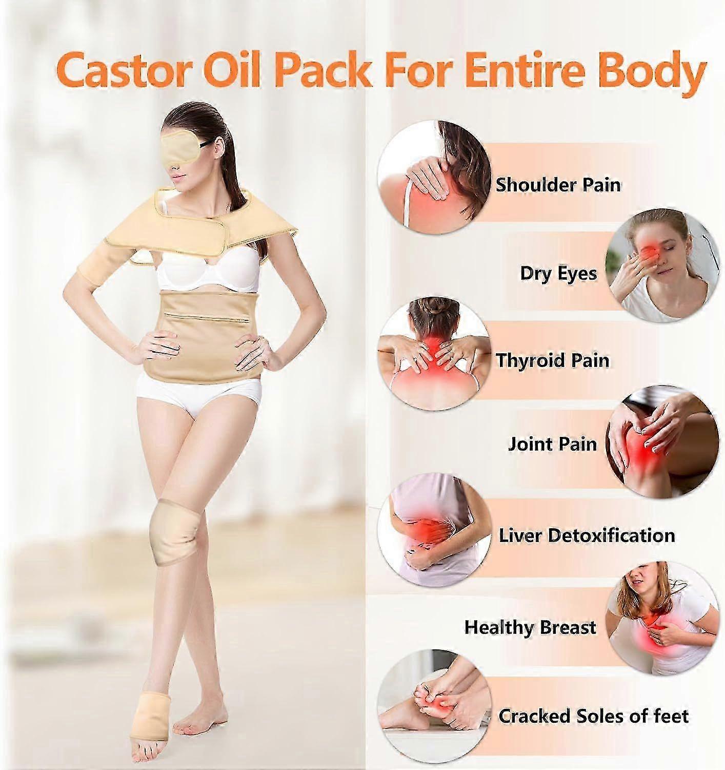 Organic Cotton Castor Oil Packs Kit with 10 Pieces for Full Body ...