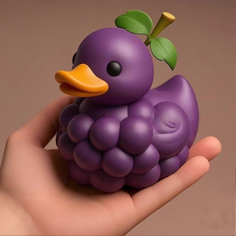 Adorable Resin Strawberry+Grape+Peach Duck Sculpture, Cute Fruit Duck ...
