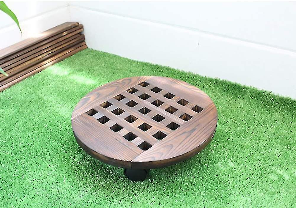 Wooden Planter Caddy Potted Plant Stand With Wheels,rolling Round ...