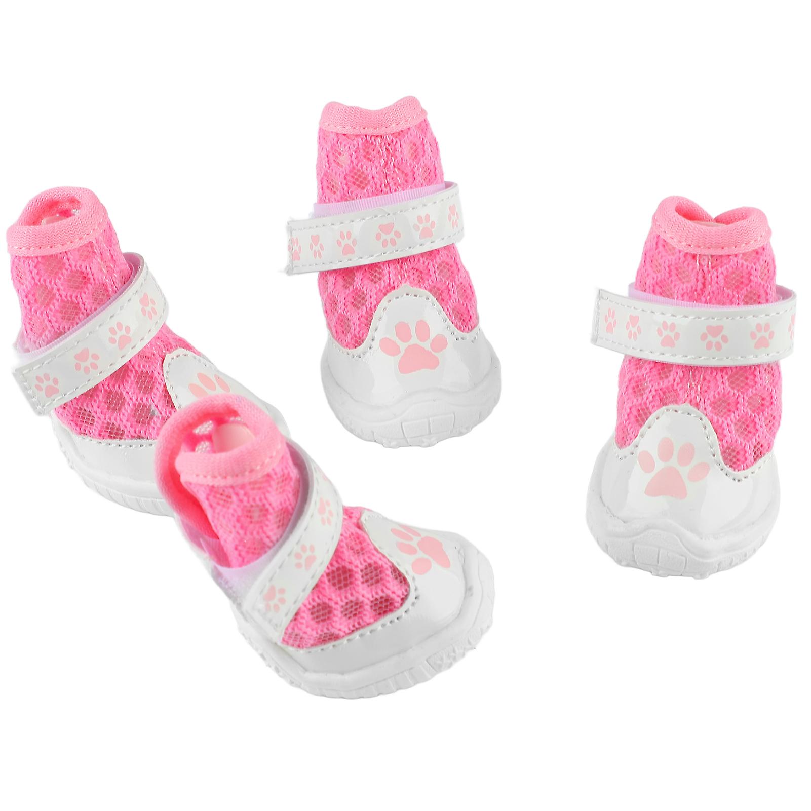 Pink Mesh Dog Booties - 4 Non-Slip Breathable Paw Protectors for ...