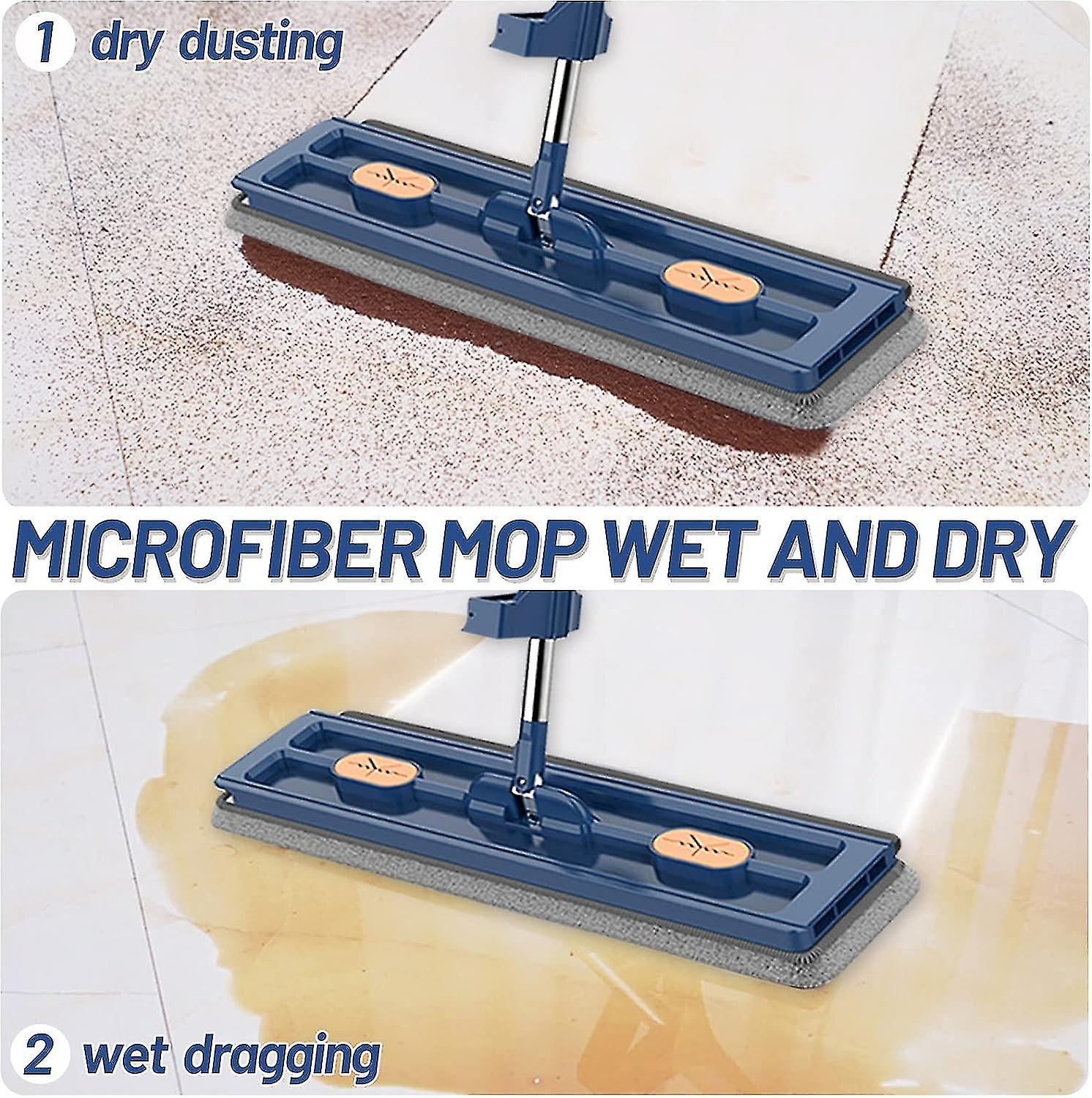 Large Flat Mop Set 360 Swivel Mop With Wring Function Floor Mop Set Flat Mop With Reusable