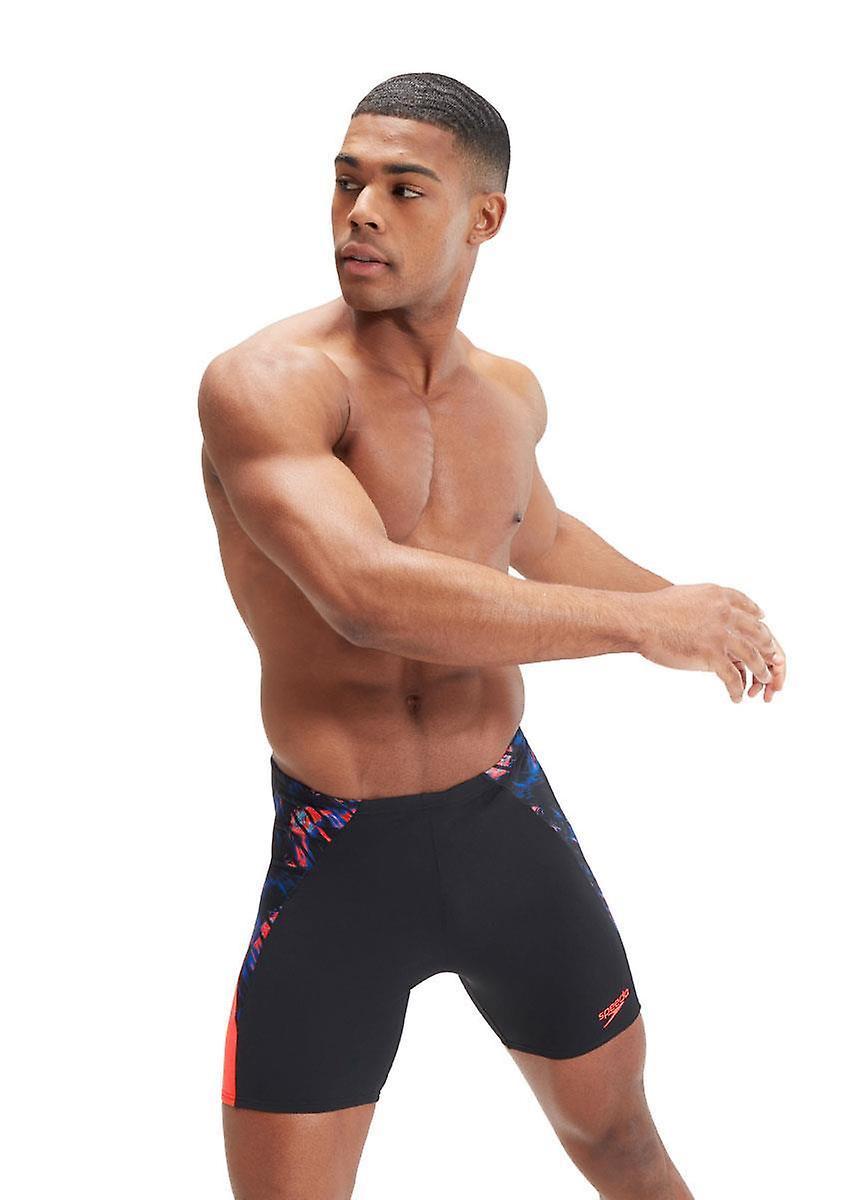 Speedo ECO END+ Splice Mid Swim Jammer - Black/True Colbalt/Volcanic ...