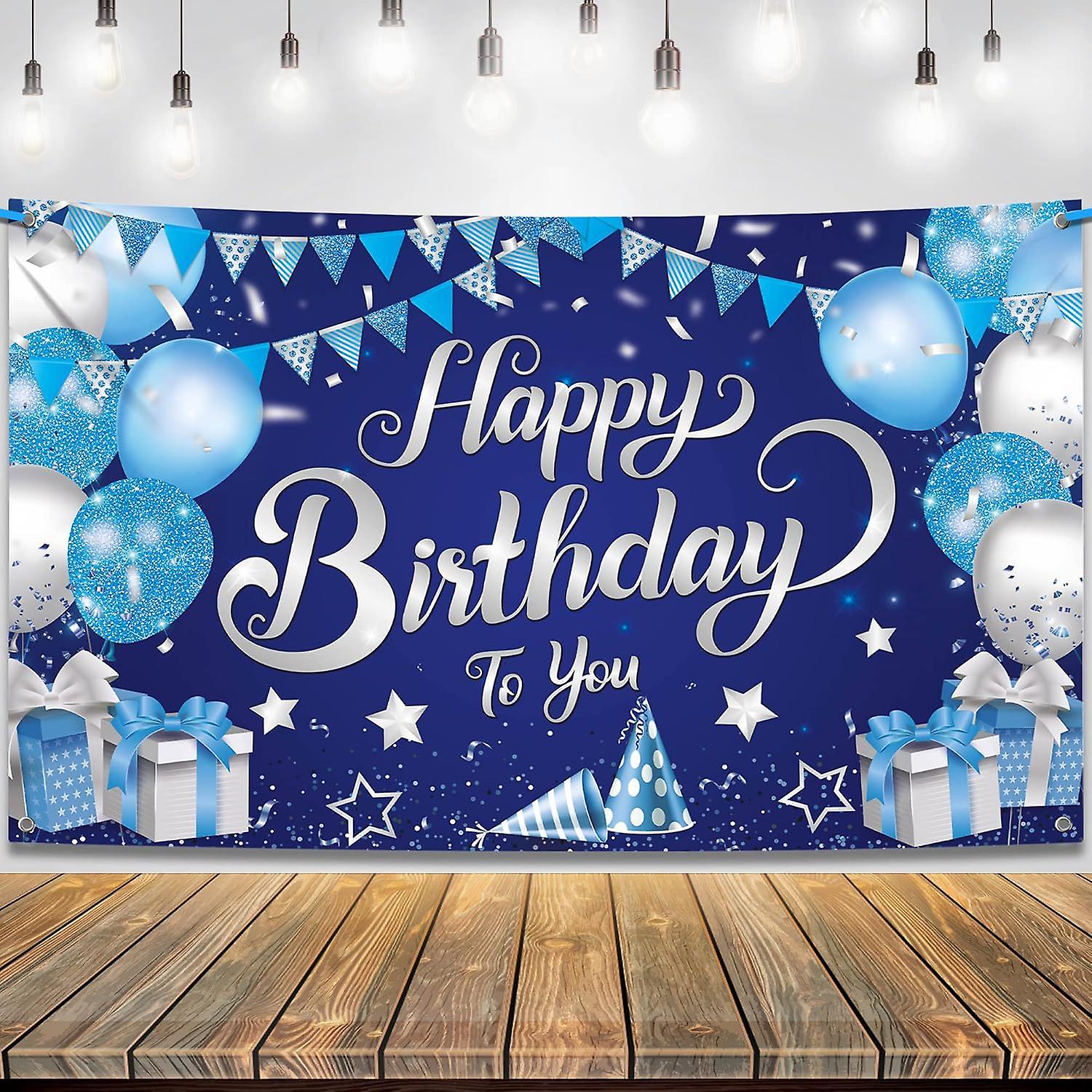 Happy Birthday Decorations Backdrop, Glitter Birthday Backdrop Sign ...