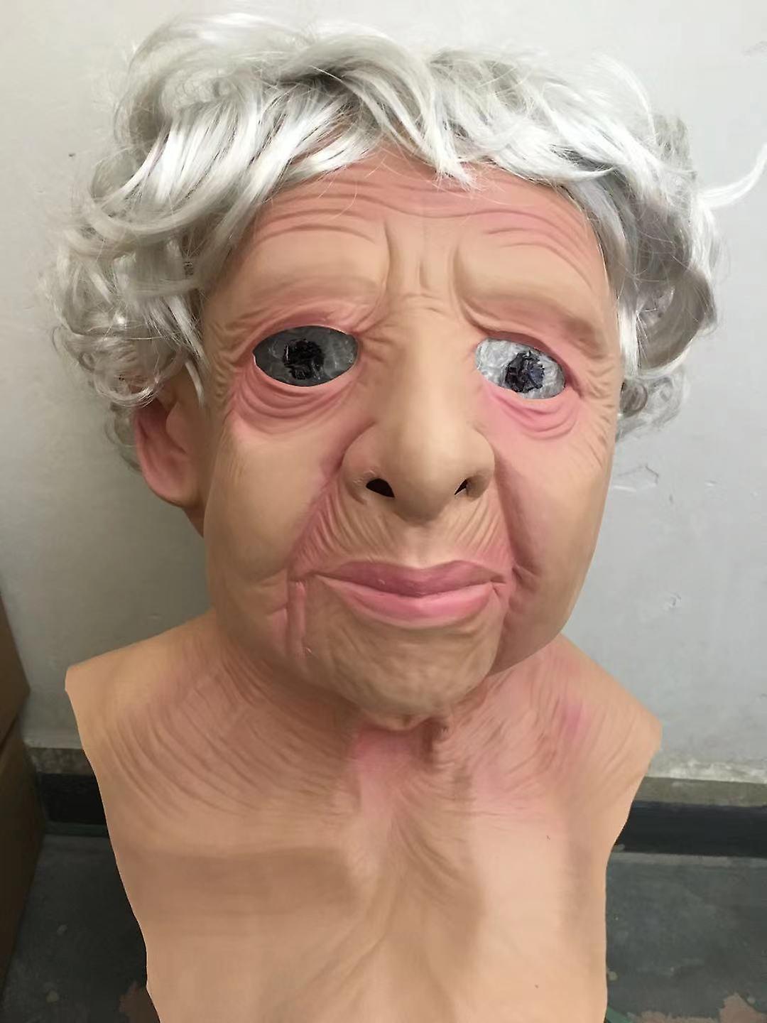 Cosplay Rubber Old Man Face-cover Realistic Scary Latex Mask Horror ...
