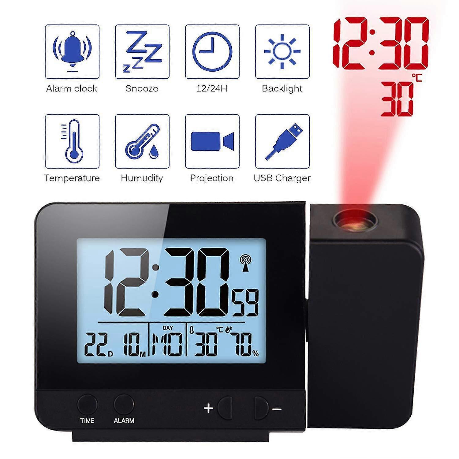 Projection Alarm Clock LED Display Projector Clock with Backlight ...