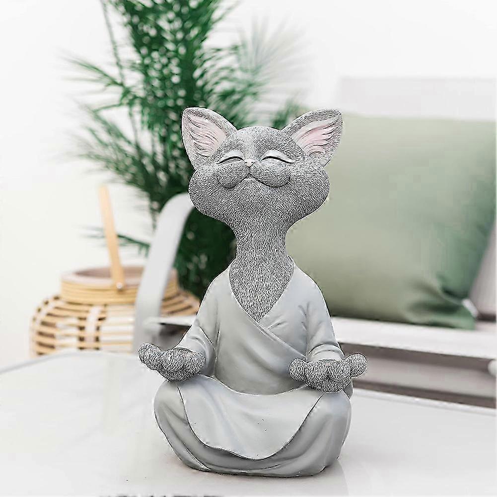 Whimsical Buddha Cat Figurine Resin Statue, Meditation Yoga Decoration ...