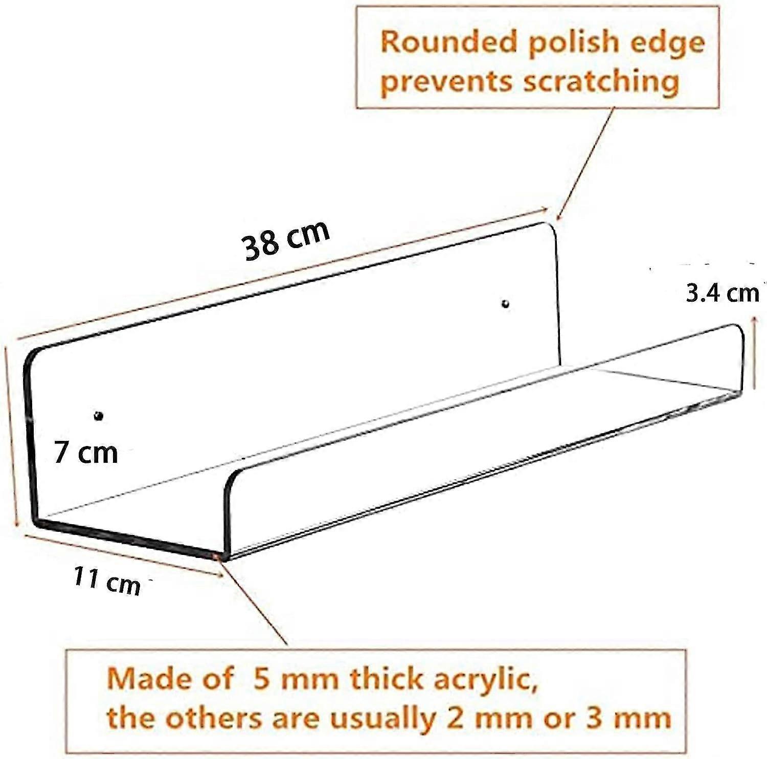 2 Pack Clear Acrylic Shelf 38 cm Invisible Floating Wall Ledge Shelf ...