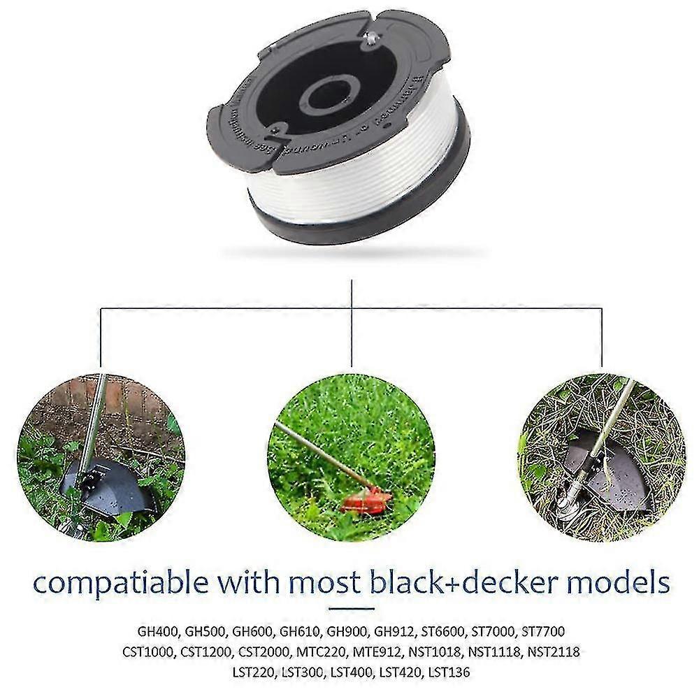 6 Pack Line Spool With 2 Covers Compatible With Replace Black Decker ...