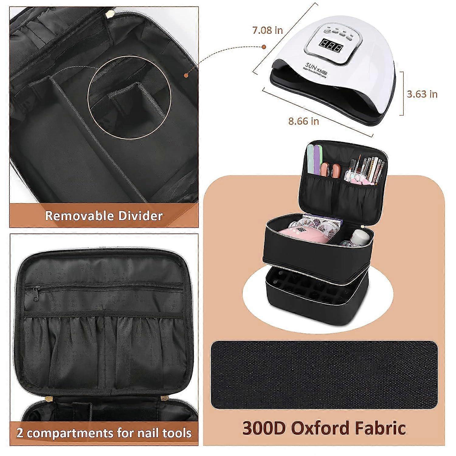 Black Nail Polish Carrying Case Nail And Storage Nail Polish Box Holds ...