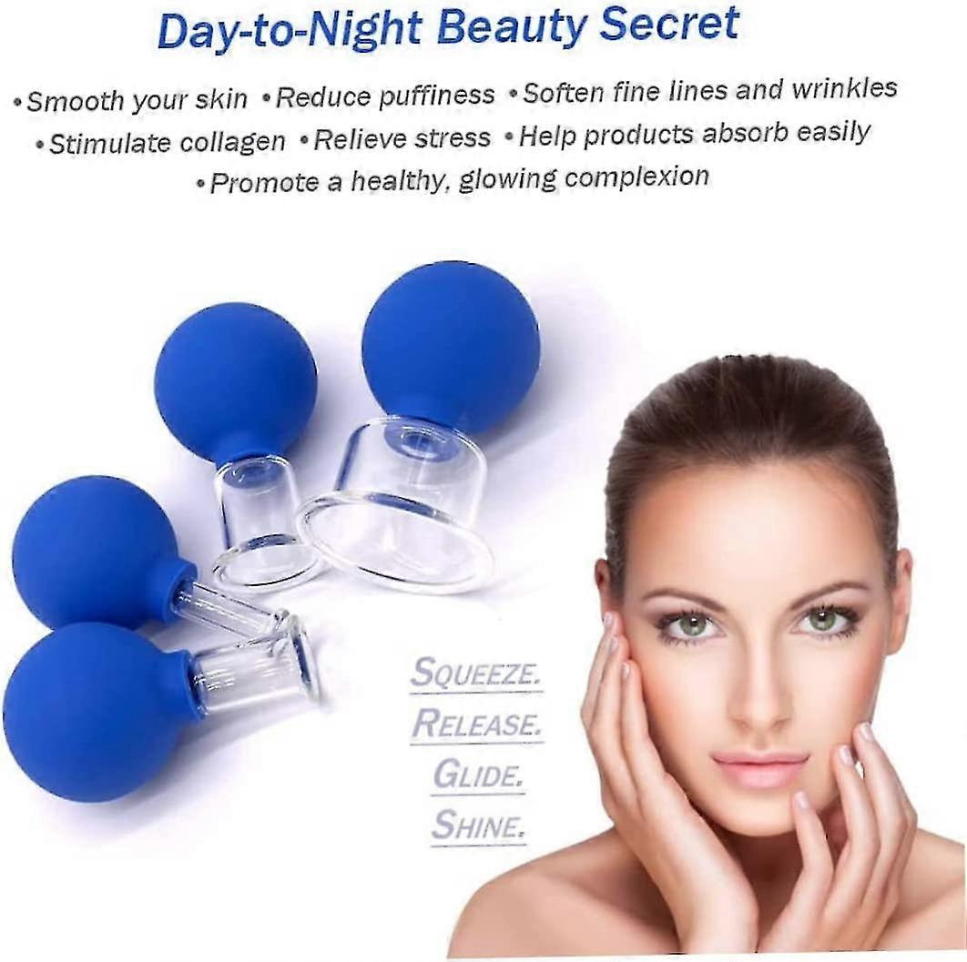 Silicone Vacuum Suction Cupping Massage Therapy Anti Wrinkle For Eyes Face And Body 4 Pcs Glass ...