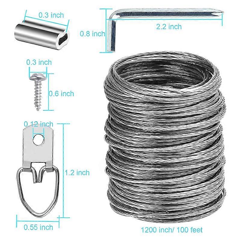 100 Pcs Picture Hanging Wire Kit, 100 Feet Heavy Duty Wire Picture ...