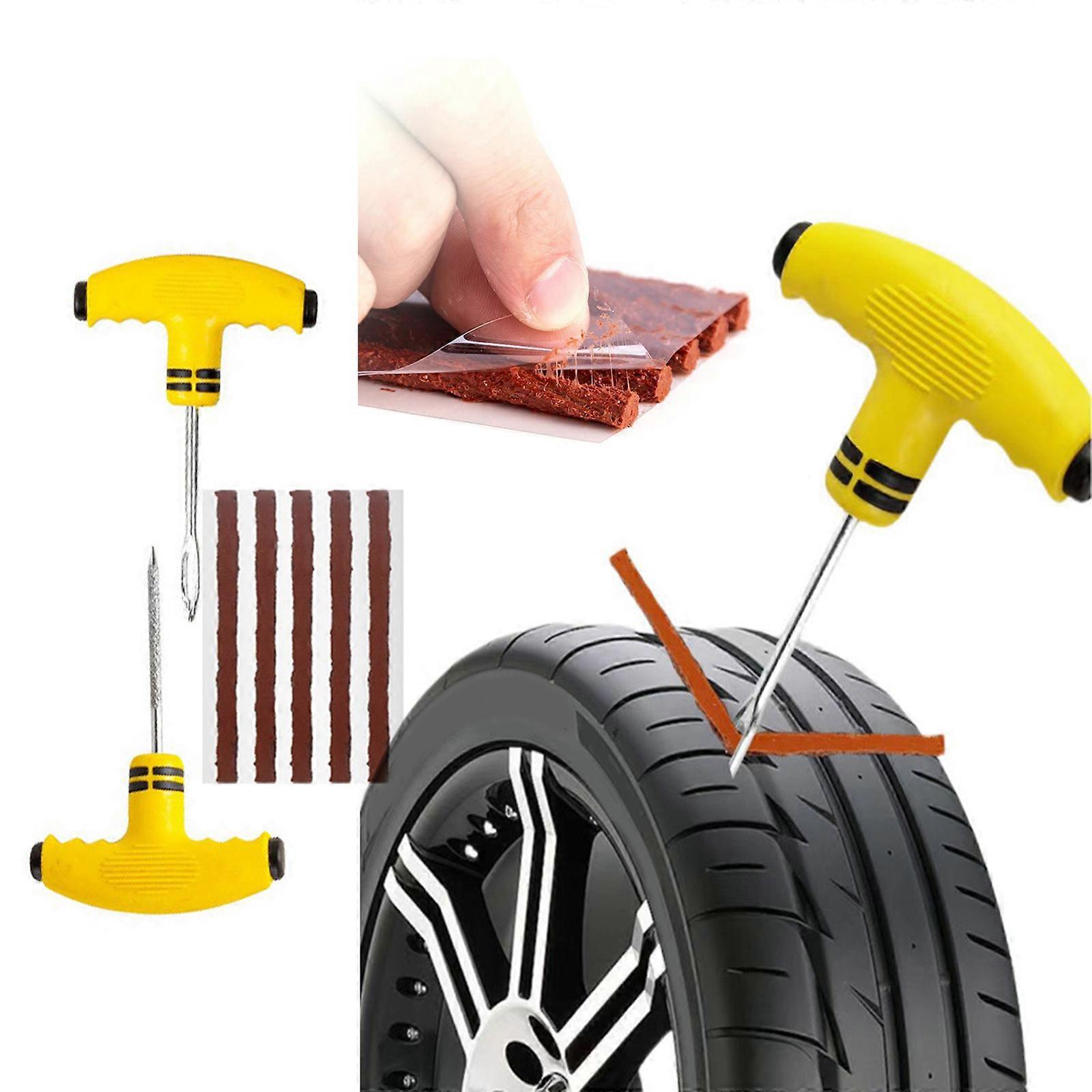 T-Handle Repair Tool to Fix Punctures and Plug Flats Tire Patches Kit ...