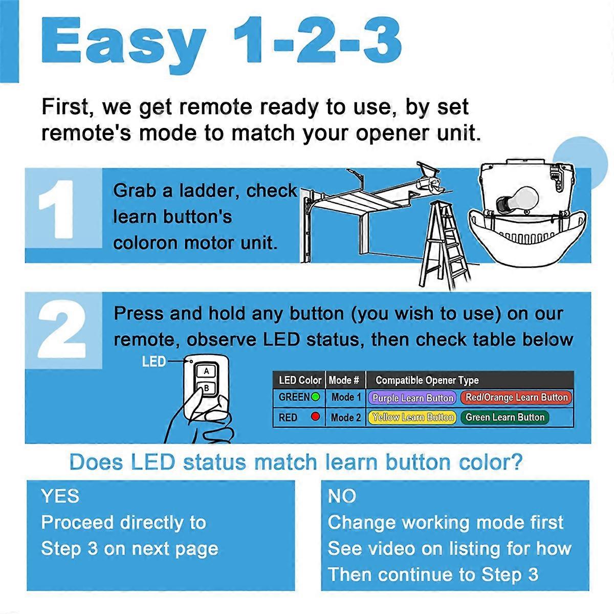 3PCS Garage Door Opener Remote for Garage Door Opener Remote 893LM ...