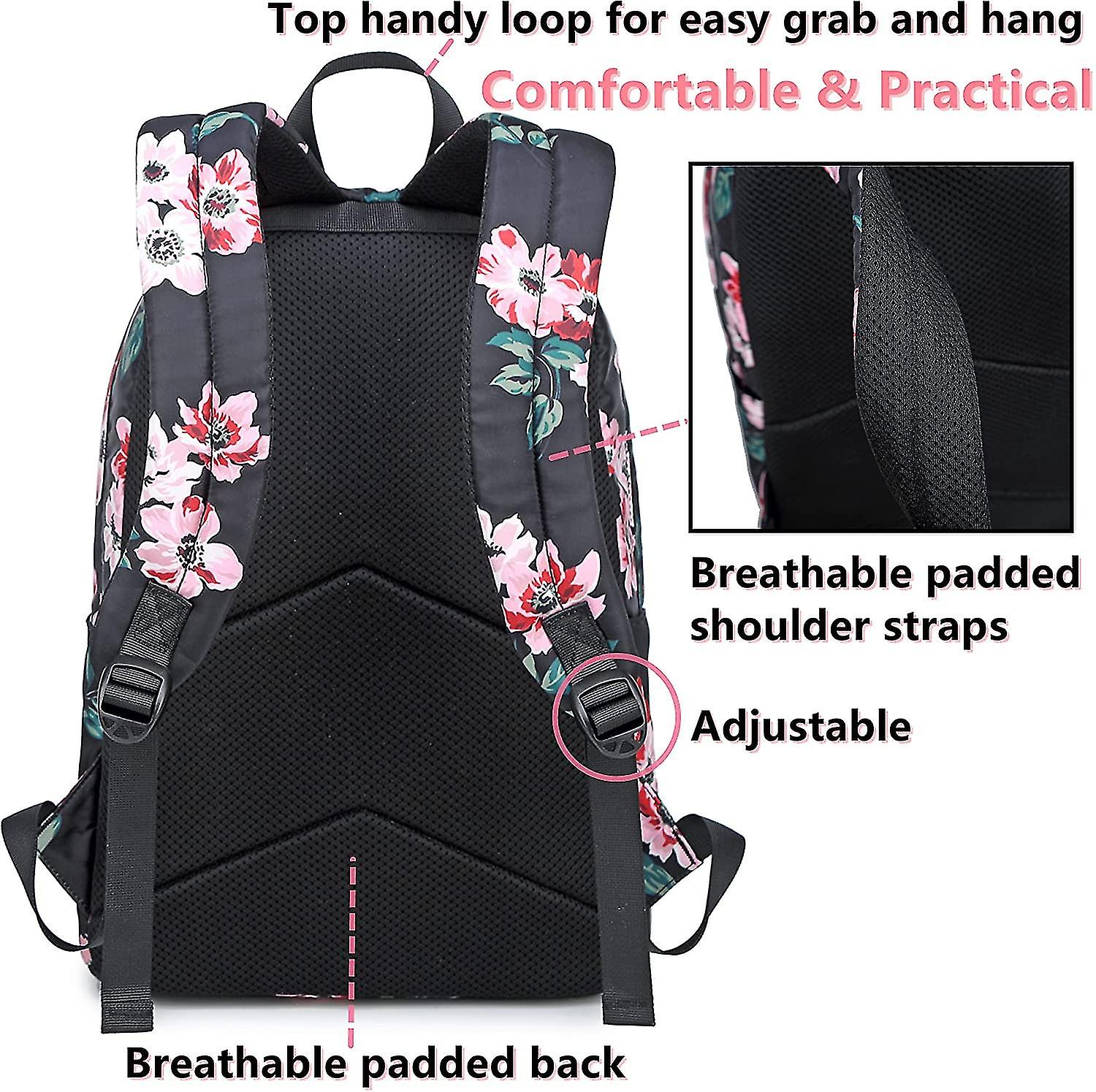 Floral Backpack Lady Retro Style School Backpack Lady School Bag ...