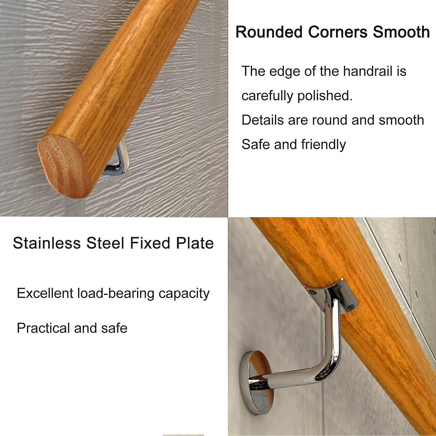 12in Wooden Handrails Non-slip Staircase Handrail For Elderly Pine ...