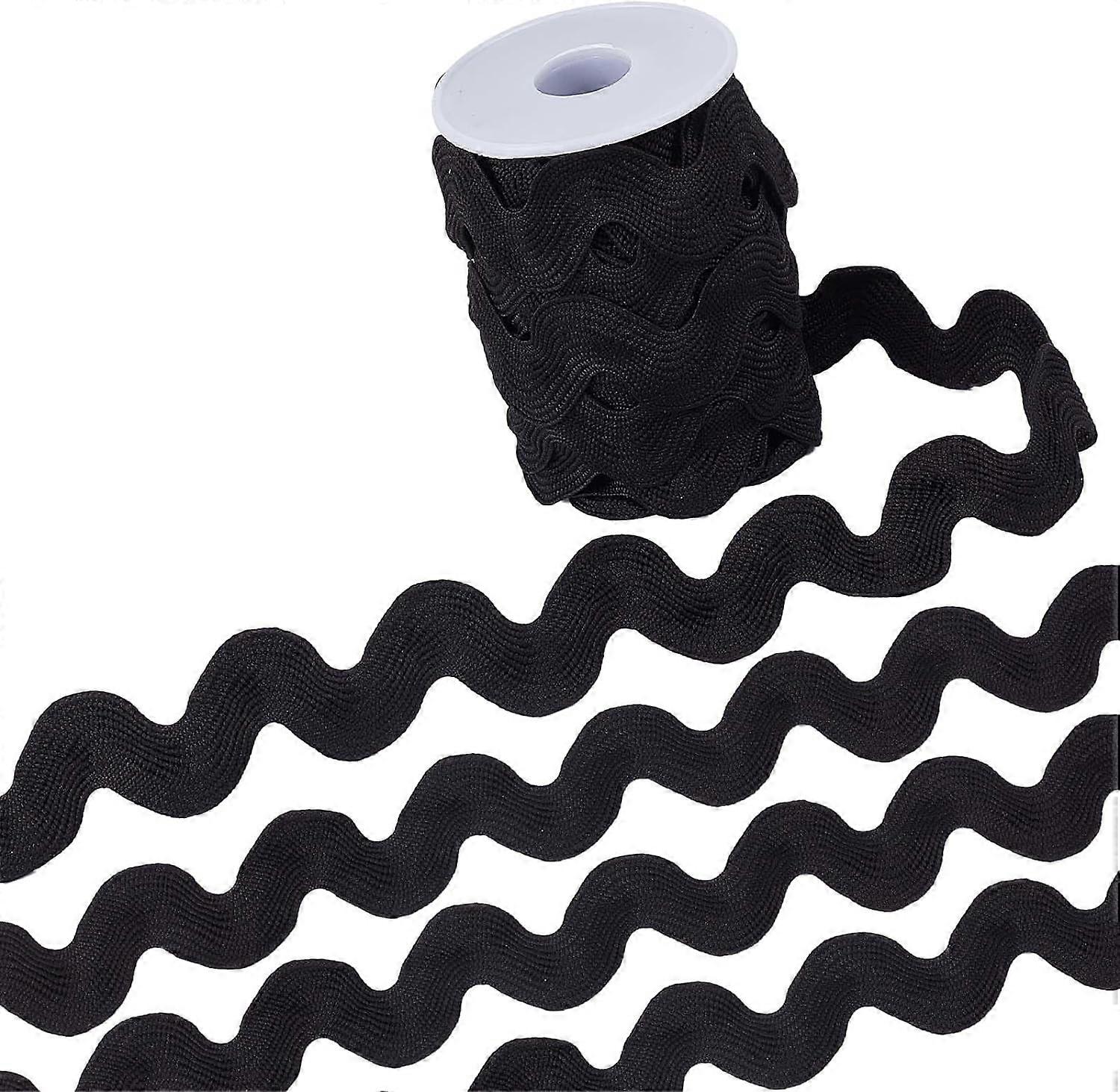 20mm 10 Yards Black Polyester Rick Rack Wave Bending Fringe Trim ...