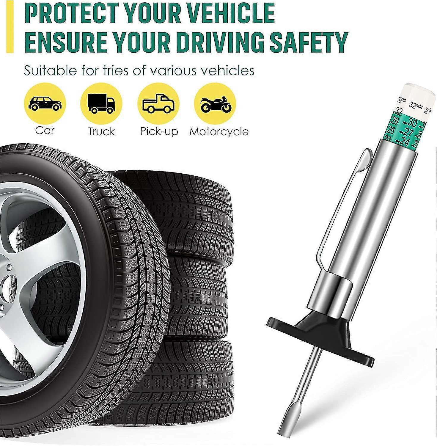 2 Pcs Tyre Tread Depth Gauge Uk Smart Color Coded Car Tyre Depth ...