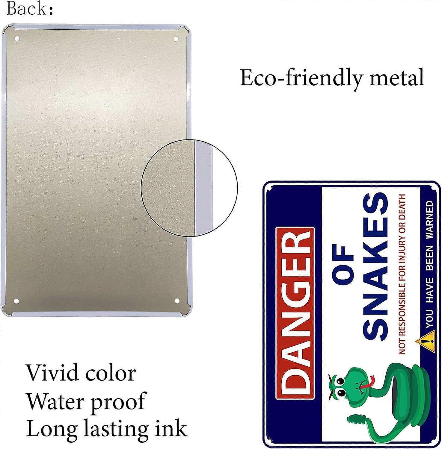 Snake Sign Snakes Warning Signs Danger Beware Funny Gifts Metal Tin ...