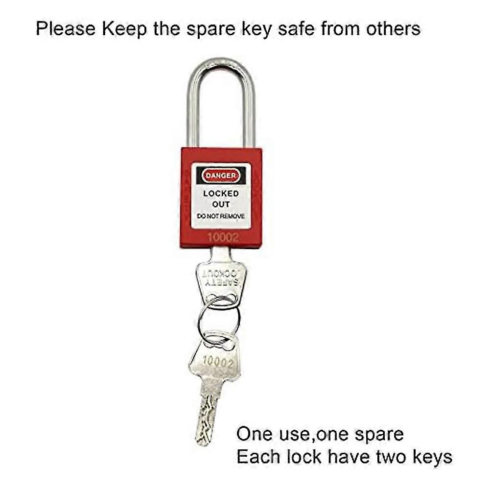 10 Red Lockout Tagout Locks with 10 Lock Out Tag Out Tags, Keyed ...