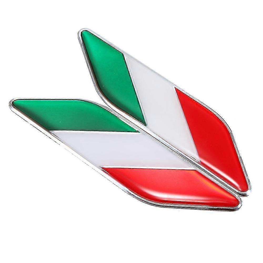 2pcs 3d Italian Flag Adhesive Car Sticker Badge Waterproof Emblem ...