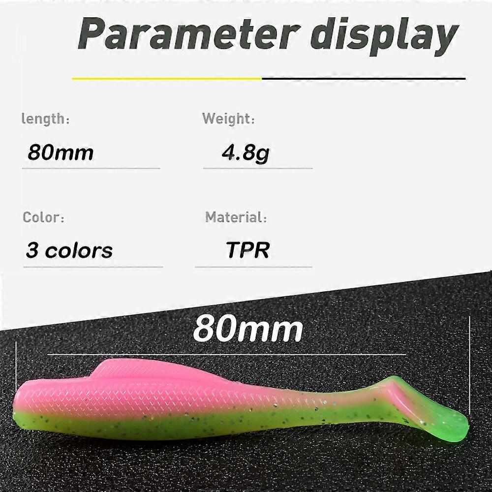 Soft Worm Shad 80Mm 4.8G Tpr 6Pcs Fishing Lures And Jig Head Soft Lure ...