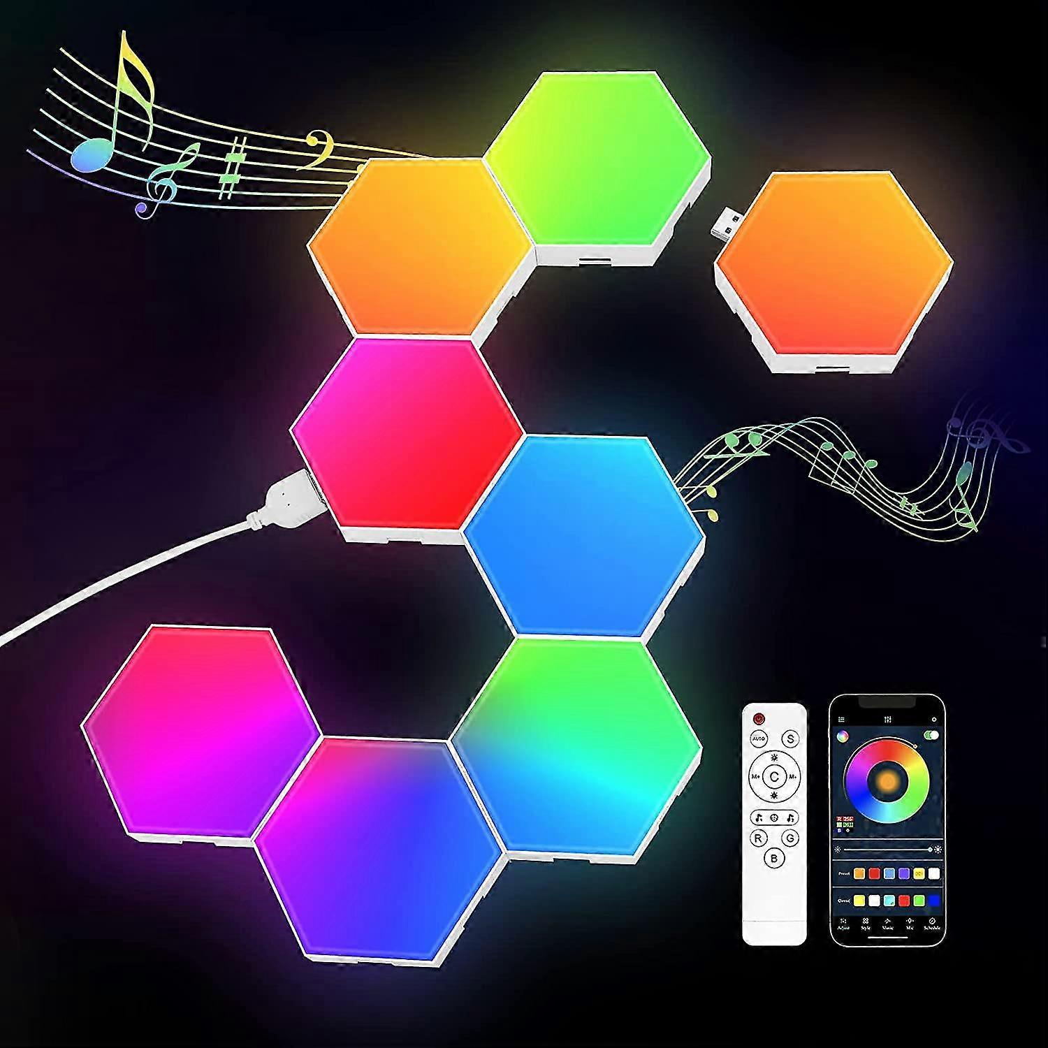 8 Pack Hexagon Light Panels - Smart Rgb Hexagon Led Lights Wall Lights ...