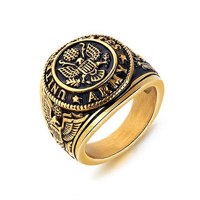 Vintage US Army Military Ring Mens Gold/Silver Color Stainless Steel US ...